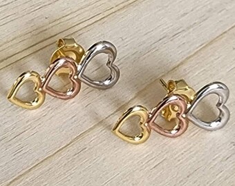 Three Heart Earrings - Etsy