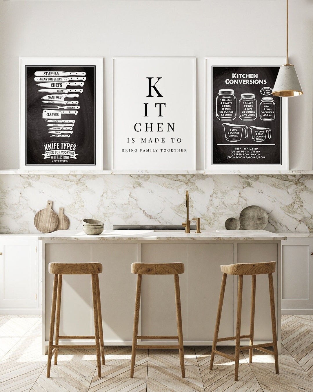 Kitchen Poster Set, Kitchen Decor, Set of 3 Prints, Wall Decoration ...