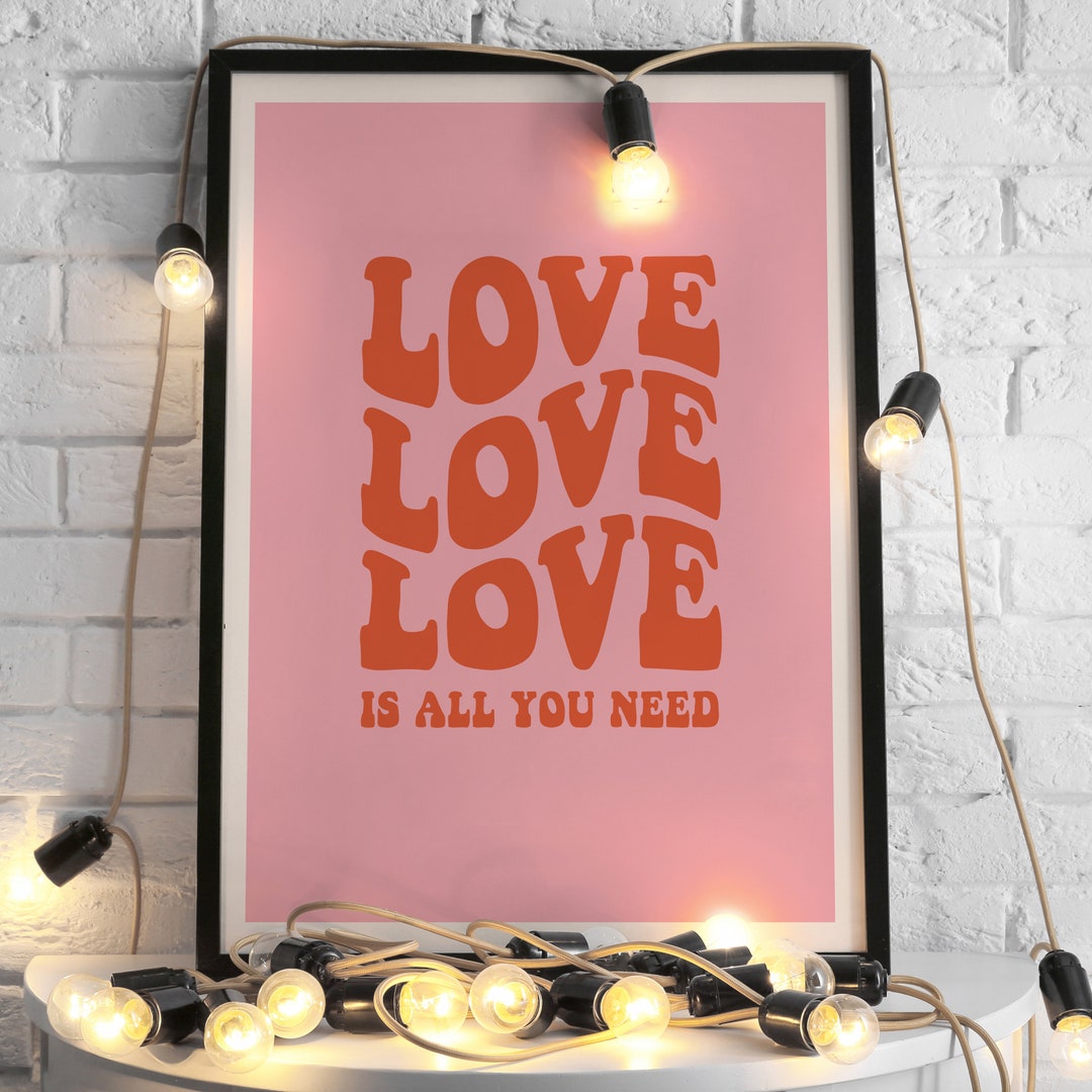 Retro Love Valentine Poster: 'love is All You Need' Print - Etsy