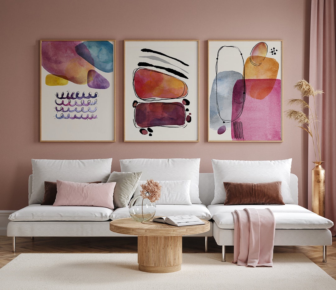 Poster Set Abstract, Room Decor, Set of 3 Prints, Wall Decoration, Boho ...