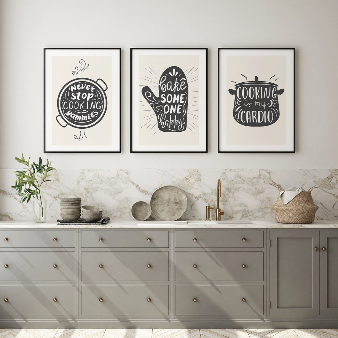 Kitchen Poster Set Kitchen Decor Set of 3 Prints Wall - Etsy