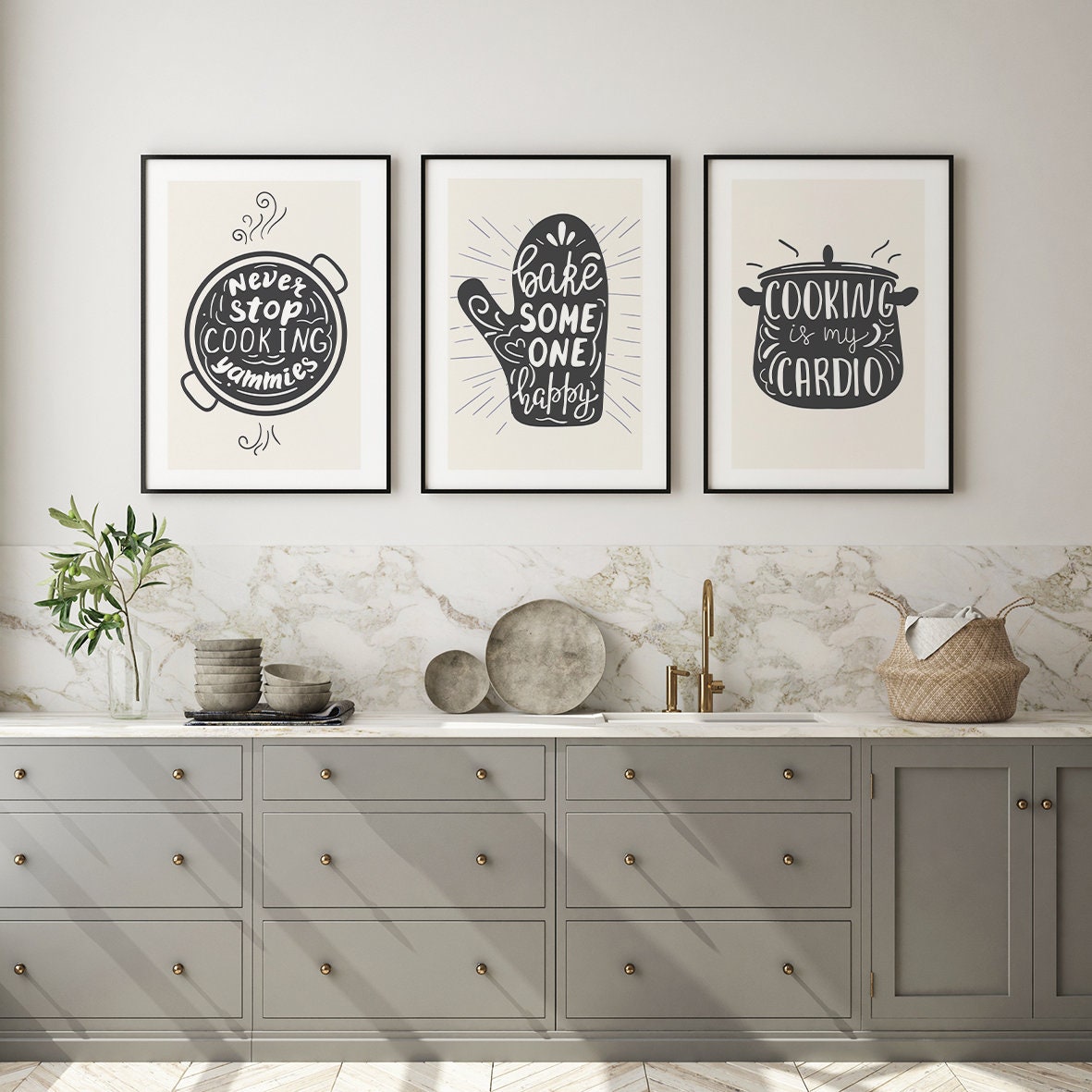 Kitchen Poster Set Kitchen Decor Set of 3 Prints Wall - Etsy