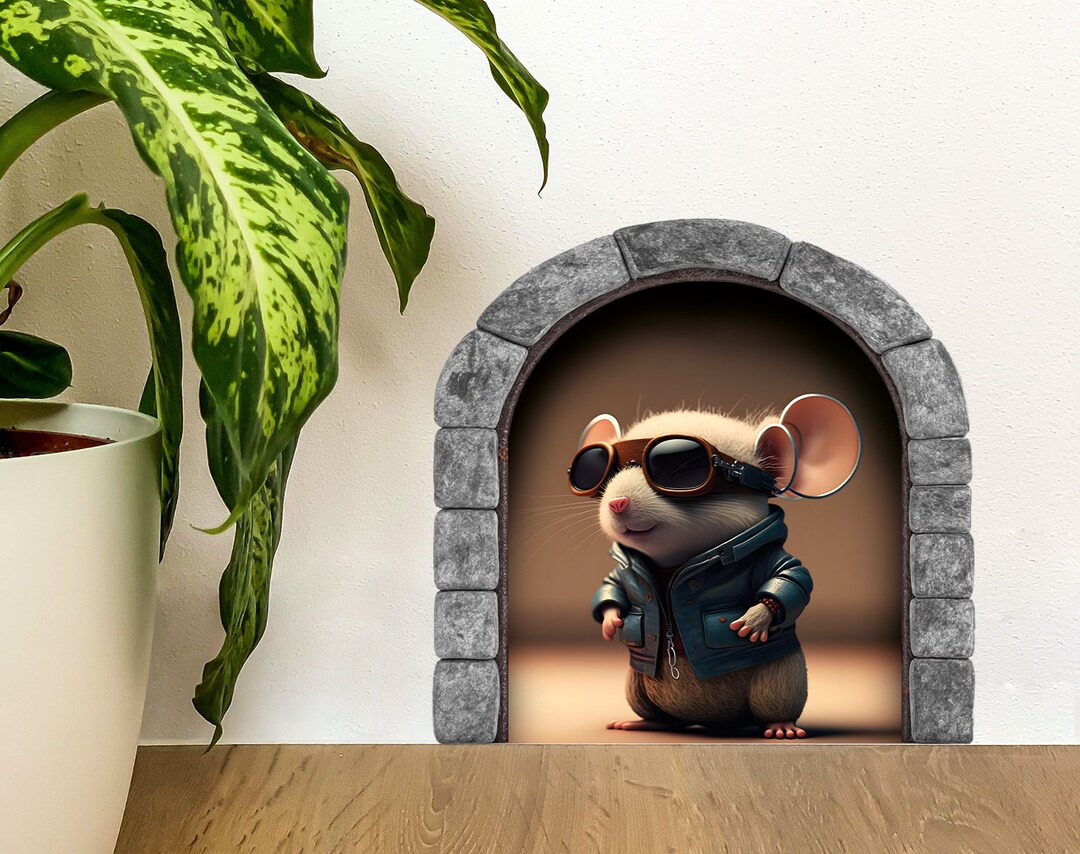 Mouse Hole Sticker, 3D Wall Decal, Skirting Board Sticker, Realistic ...