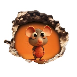 Mouse Hole Sticker, 3D Wall Decal, Skirting Board Sticker, Cute Mouse ...