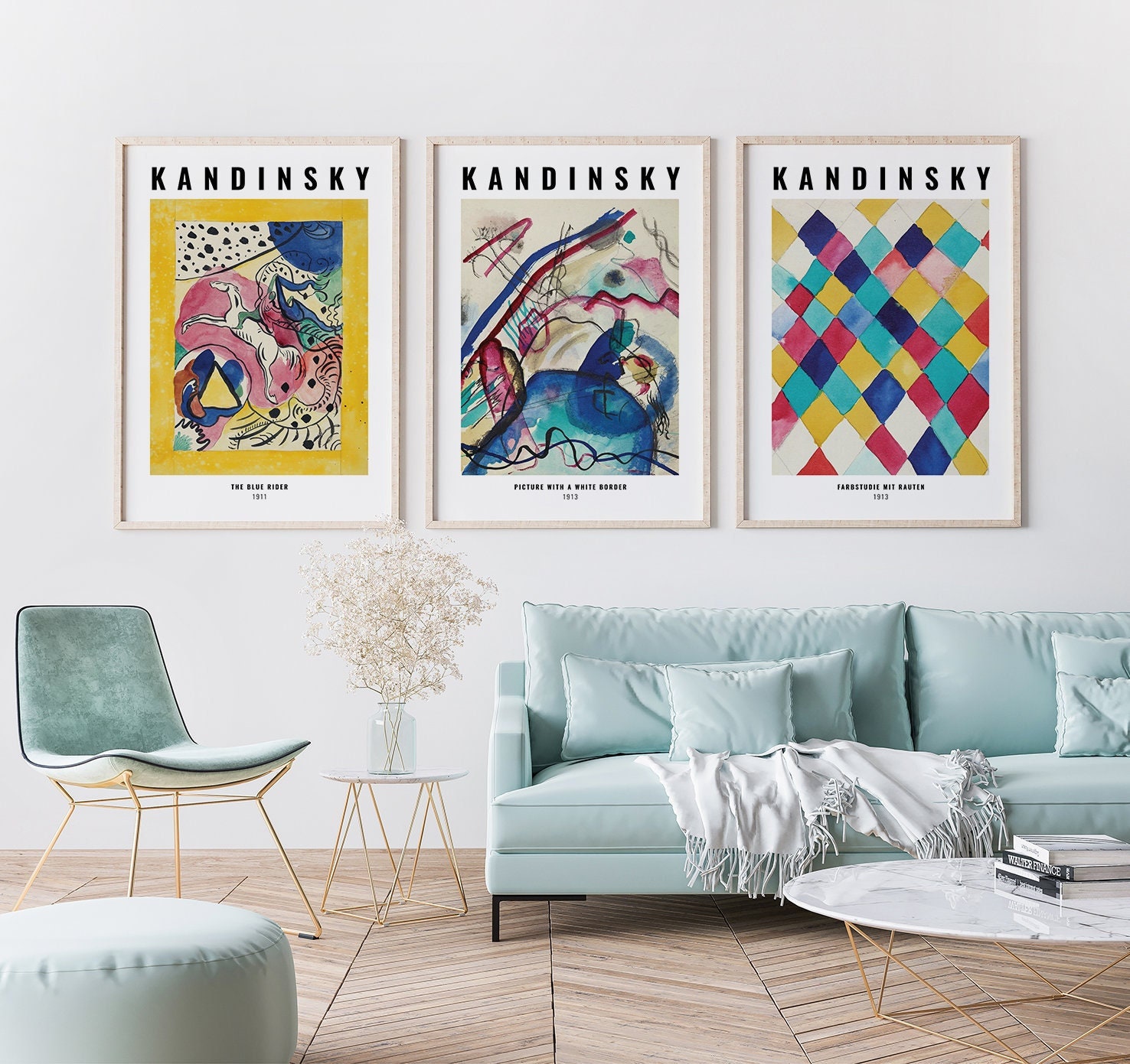 Kandinsky Poster Set Set of 3 Abstract Prints Flower Leafs - Etsy