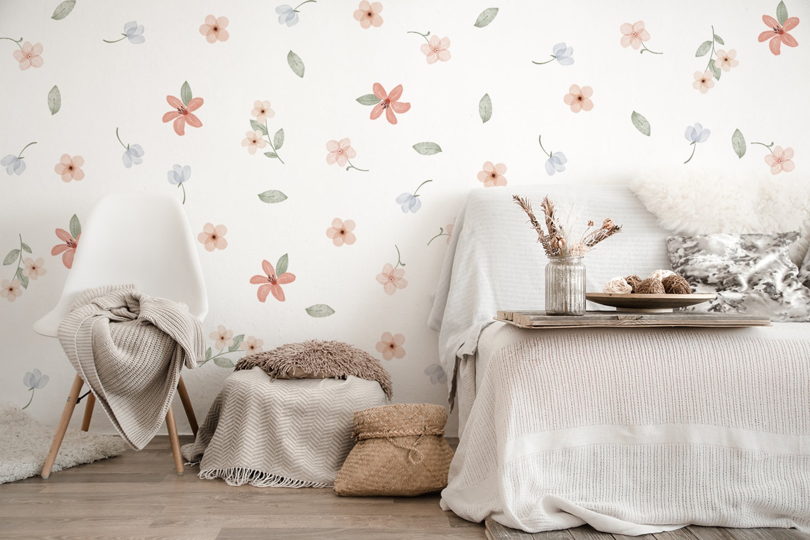 Floral Wall Decals: Boho Meadow Flower Stickers, Pastel Decor - Etsy