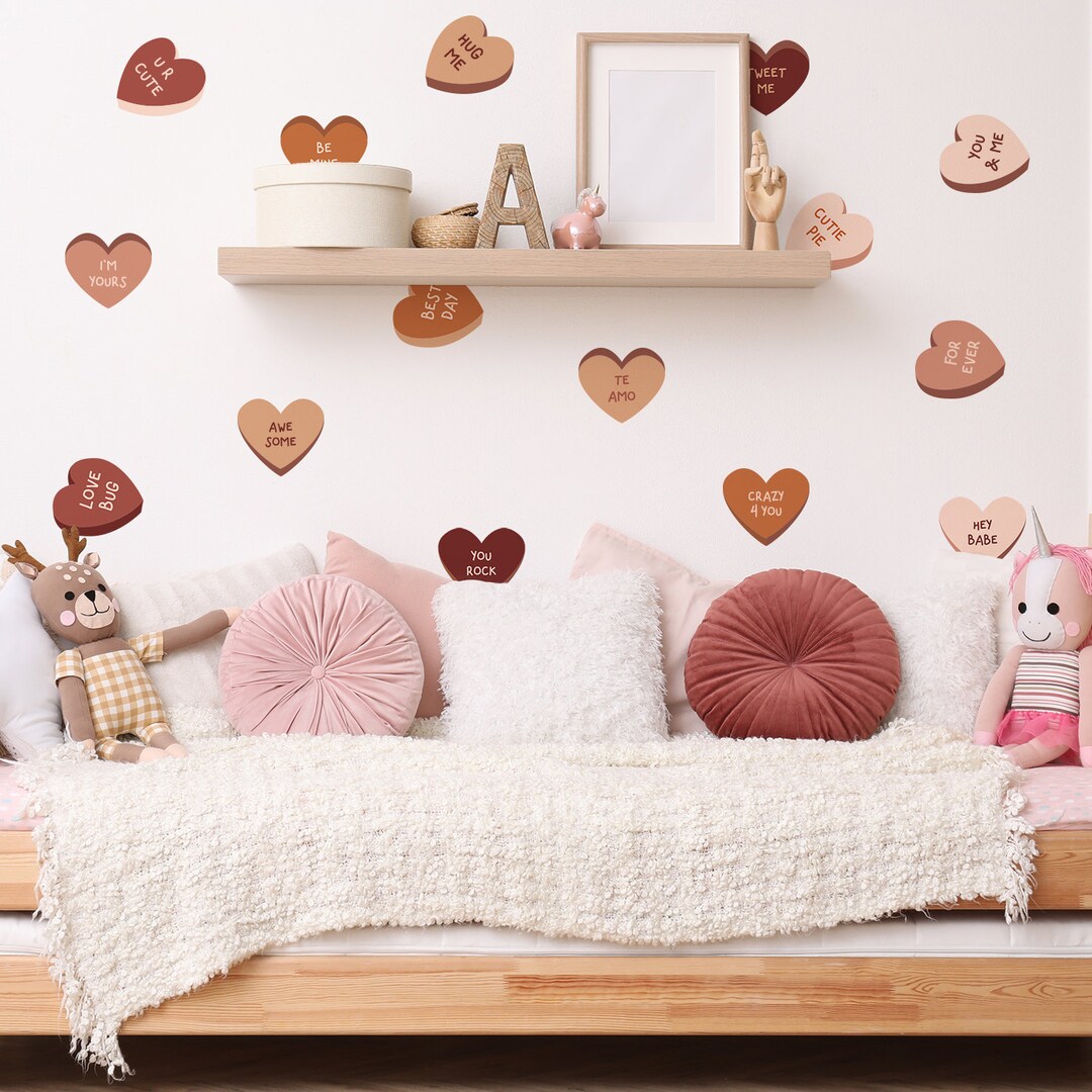 Hearts Wall Stickers, Hearts Wall Decal, Lovely Xoxo Wall Decal, Pastel ...
