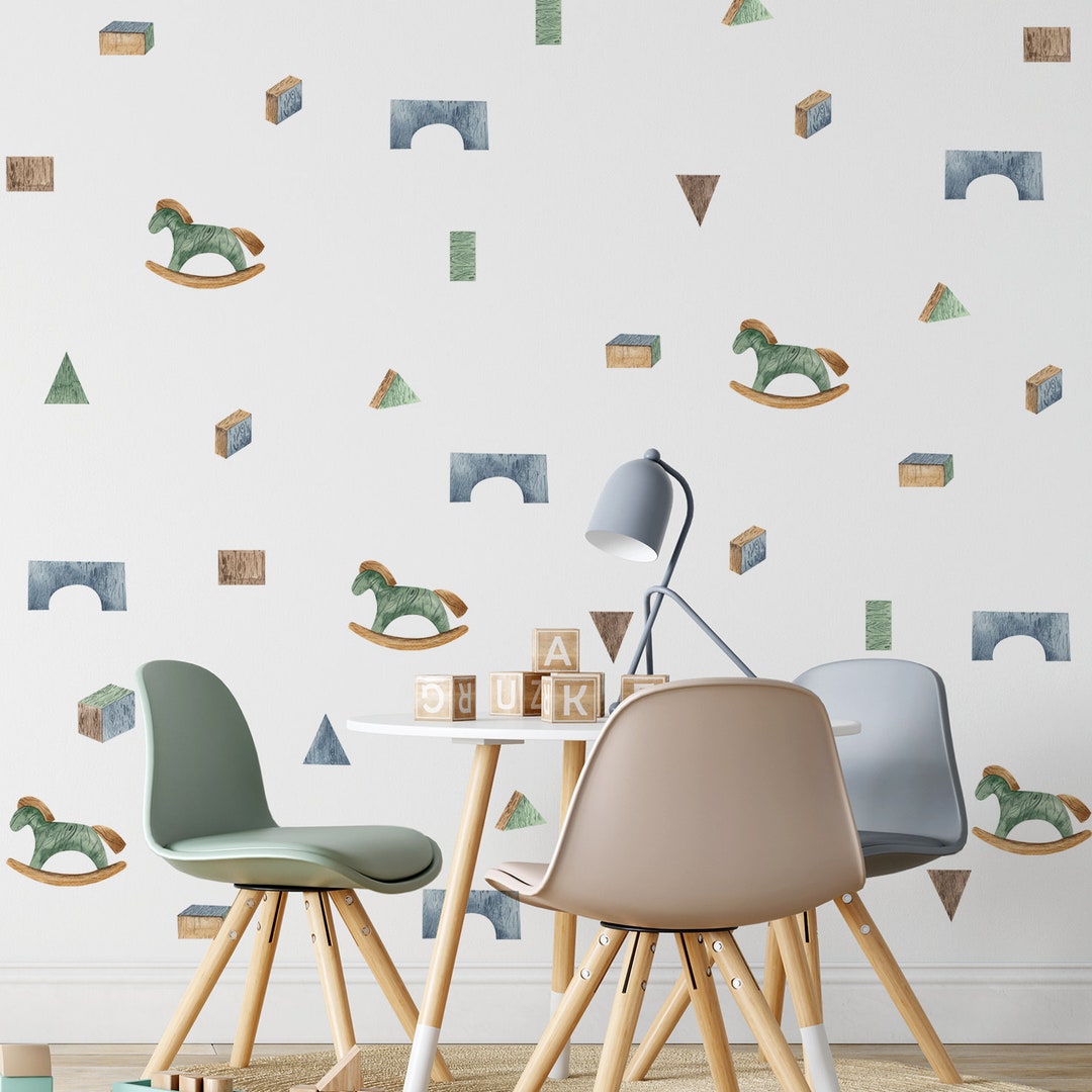 Shapes Wall Sticker, Pastel Shapes Wall Decal, Abstract Shapes Wall ...