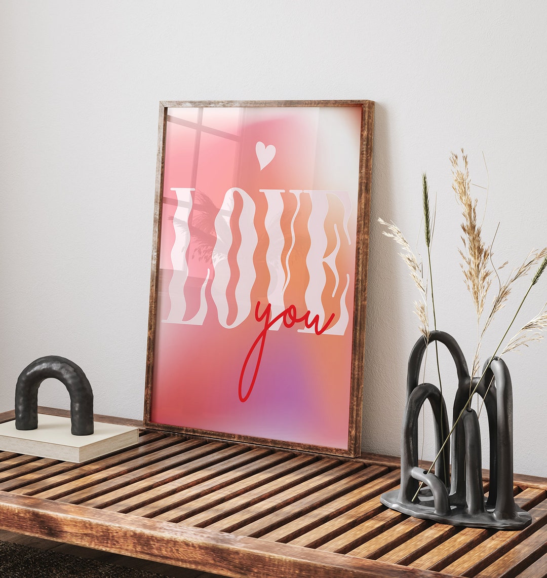 Neon Love Valentine Poster: Modern Wall Decor - Etsy