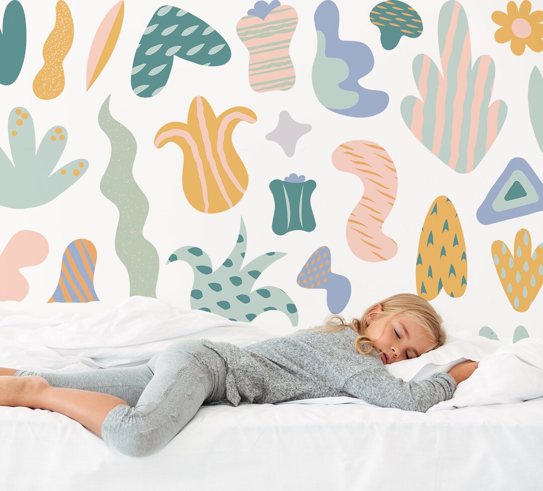 Pastel Abstract Shapes Wall Decals: Kids Room Decor (3 Sheets, 58x85cm ...