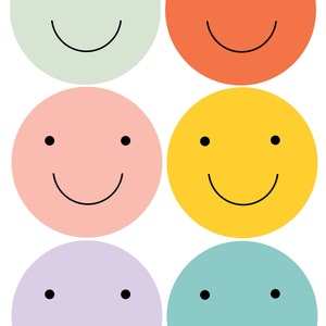 Smileys Wall Stickers, Smileys Wall Decal, Colorful Dots Wall Decal ...