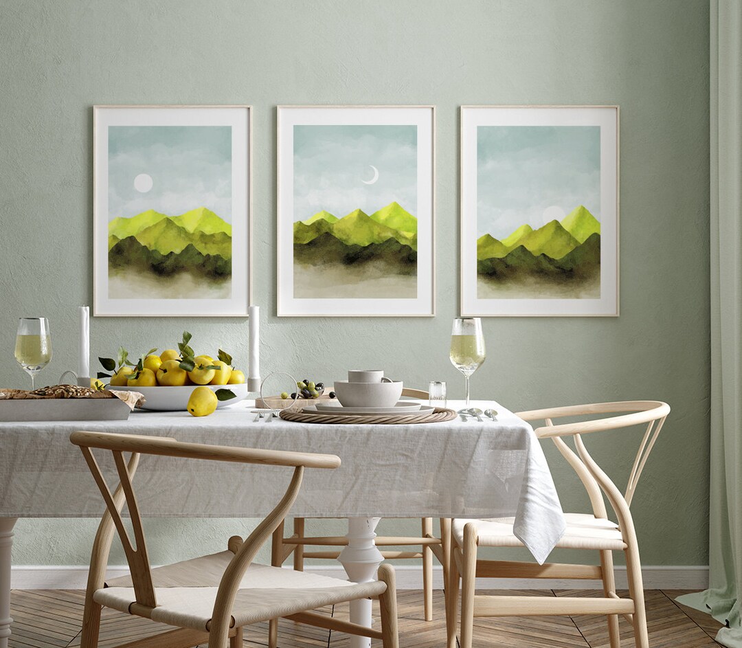 Boho Mountain Print Set: Minimalist Nature Wall Decor - Etsy