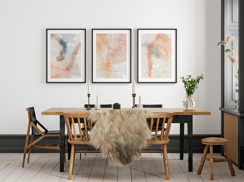 Poster Set Abstract Room Decor Set of 3 Prints Wall - Etsy