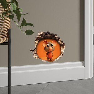 Mouse Hole Sticker, 3D Wall Decal, Skirting Board Sticker, Cute Mouse ...