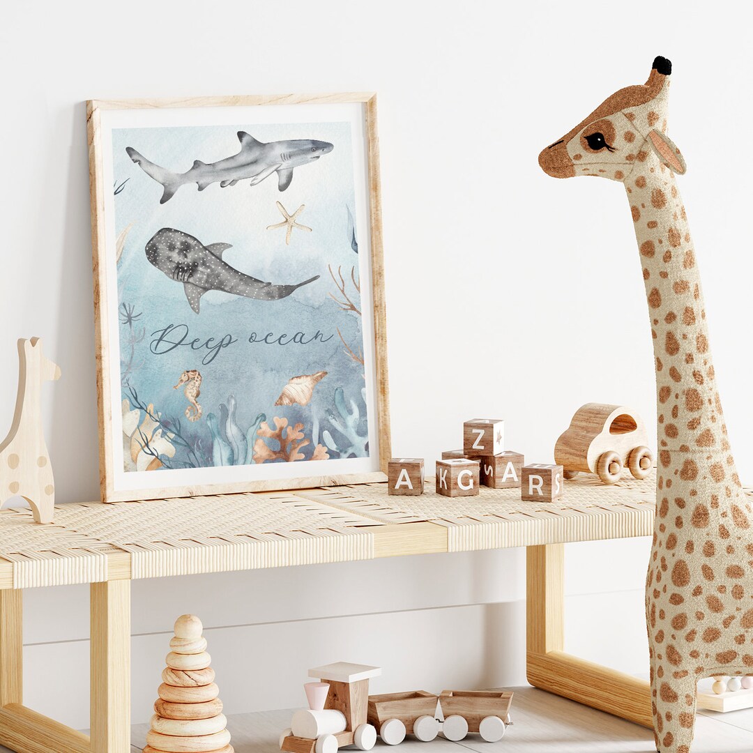 Ocean Animals Poster, Quote Print, Wall Decor, Watercolor Wall Art, Sea ...