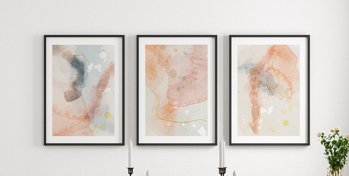 Poster Set Abstract Room Decor Set of 3 Prints Wall - Etsy