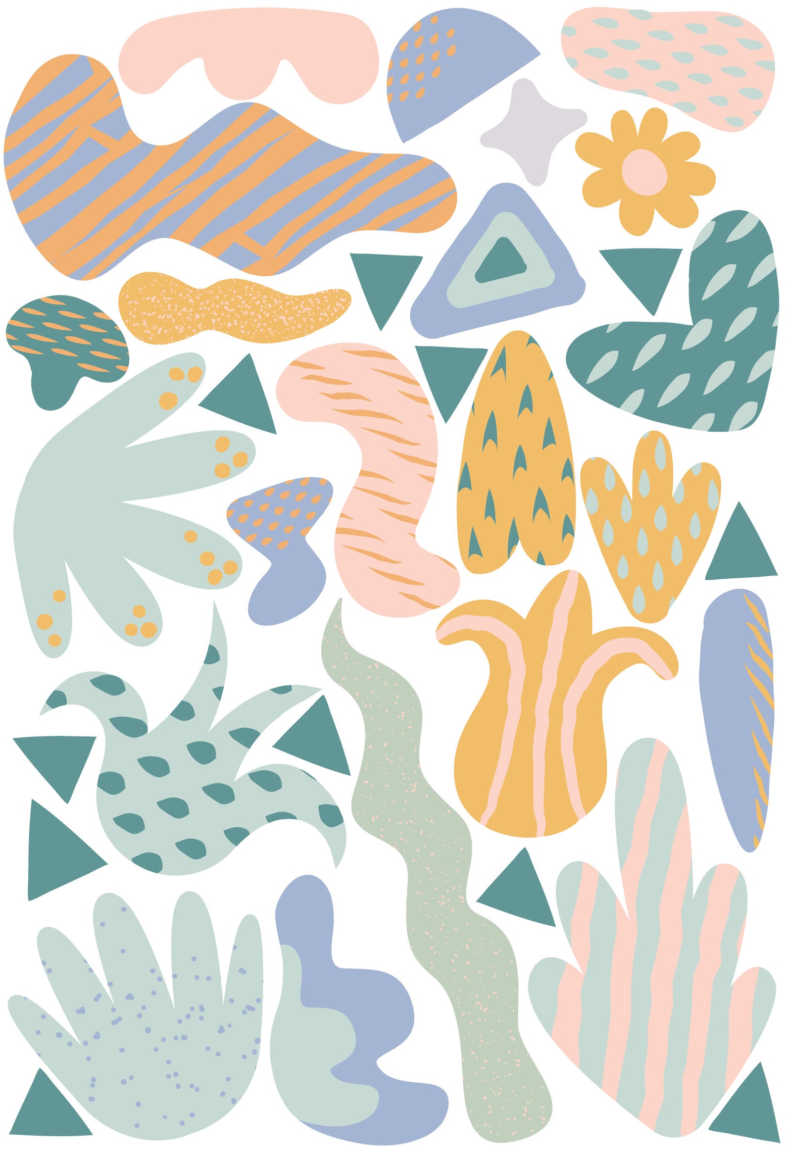 Pastel Abstract Shapes Wall Decals: Kids Room Decor (3 Sheets, 58x85cm ...