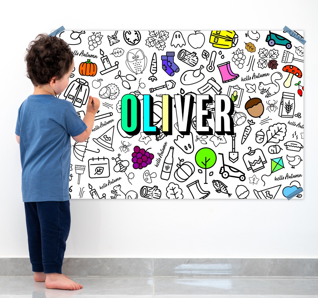 Personalized Coloring Poster for Kids, Coloring Banner, 4 Seasons ...