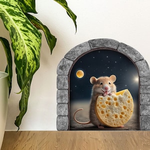 Mouse Hole Sticker, 3D Wall Decal, Skirting Board Sticker, Cute Mouse ...