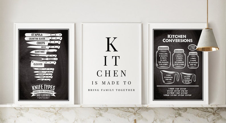 Kitchen Poster Set Kitchen Decor Set of 3 Prints Wall - Etsy