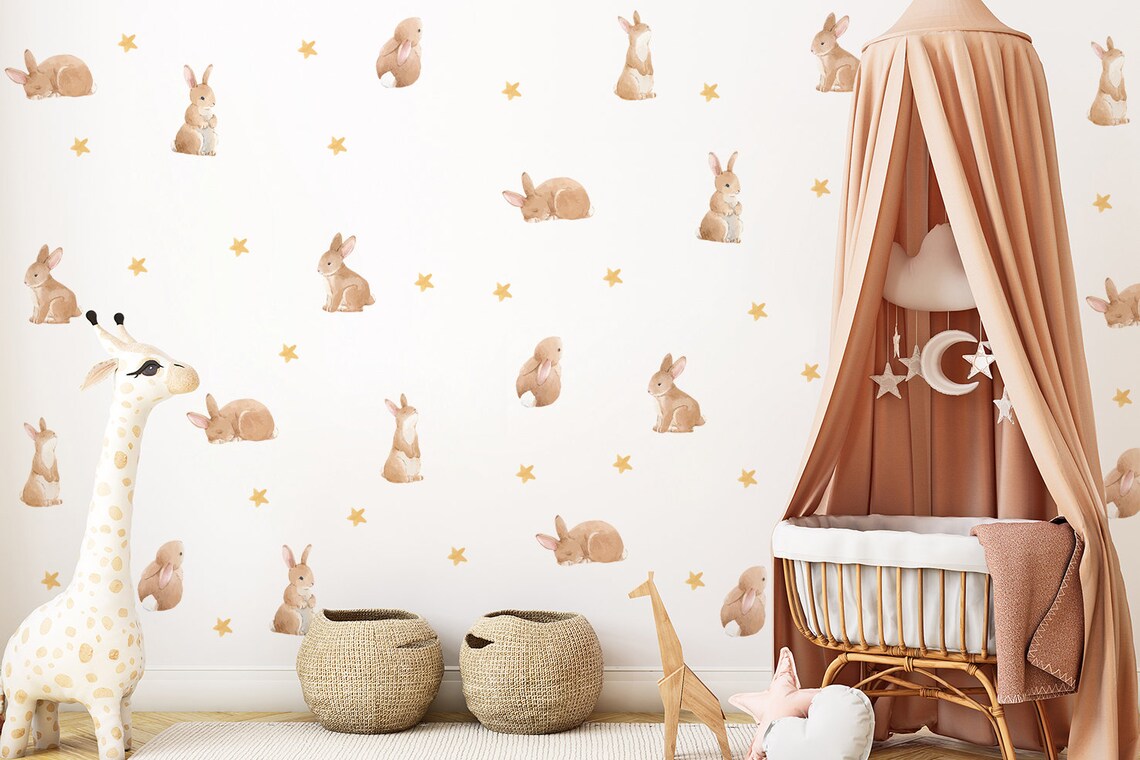 Rabbits Wall Stickers Bunny Wall Decal Kids Room Wall Decal - Etsy