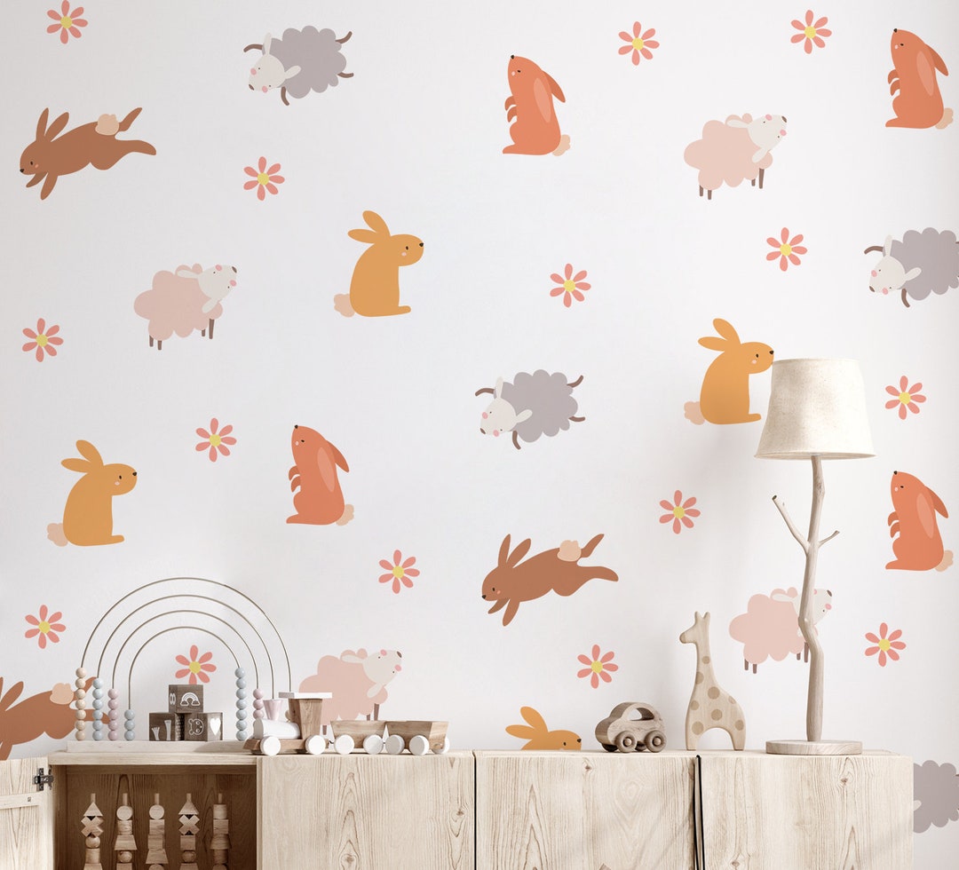 Rabbits Wall Stickers, Bunny Wall Decal, Kids Room Wall Decal, Kids ...
