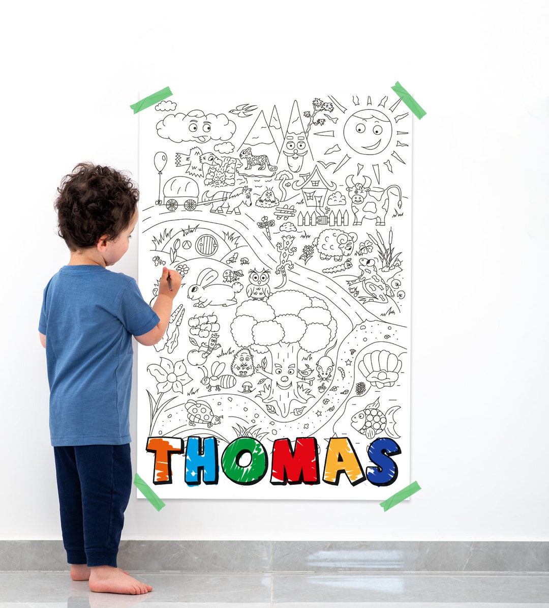Personalized Animals Coloring Poster: Kids' Educational Banner - Etsy