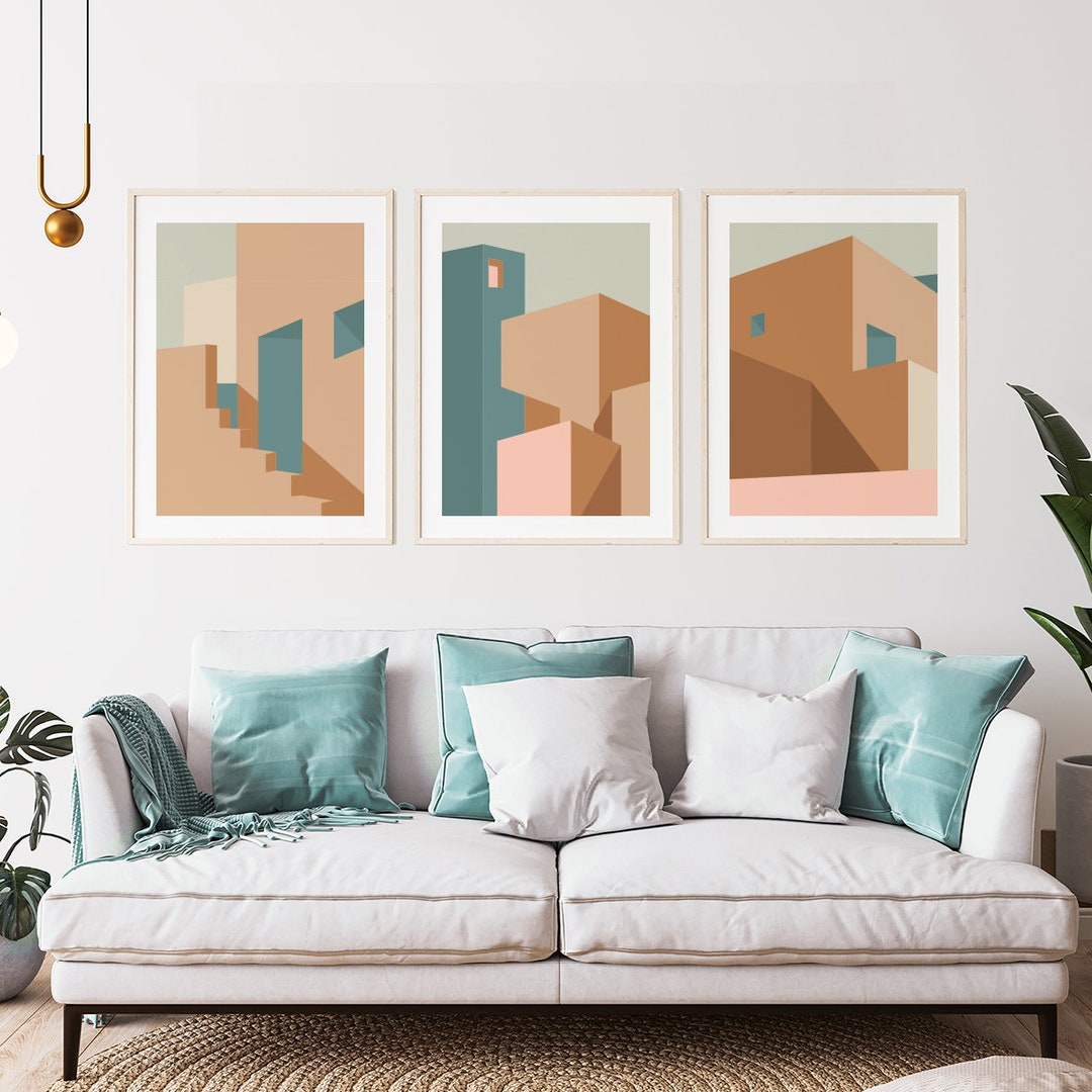 Boho Architecture Poster Set: Minimalist Geometric Prints - Etsy