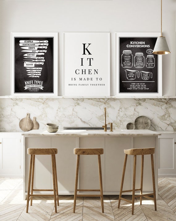 Kitchen Poster Set Kitchen Decor Set of 3 Prints Wall - Etsy
