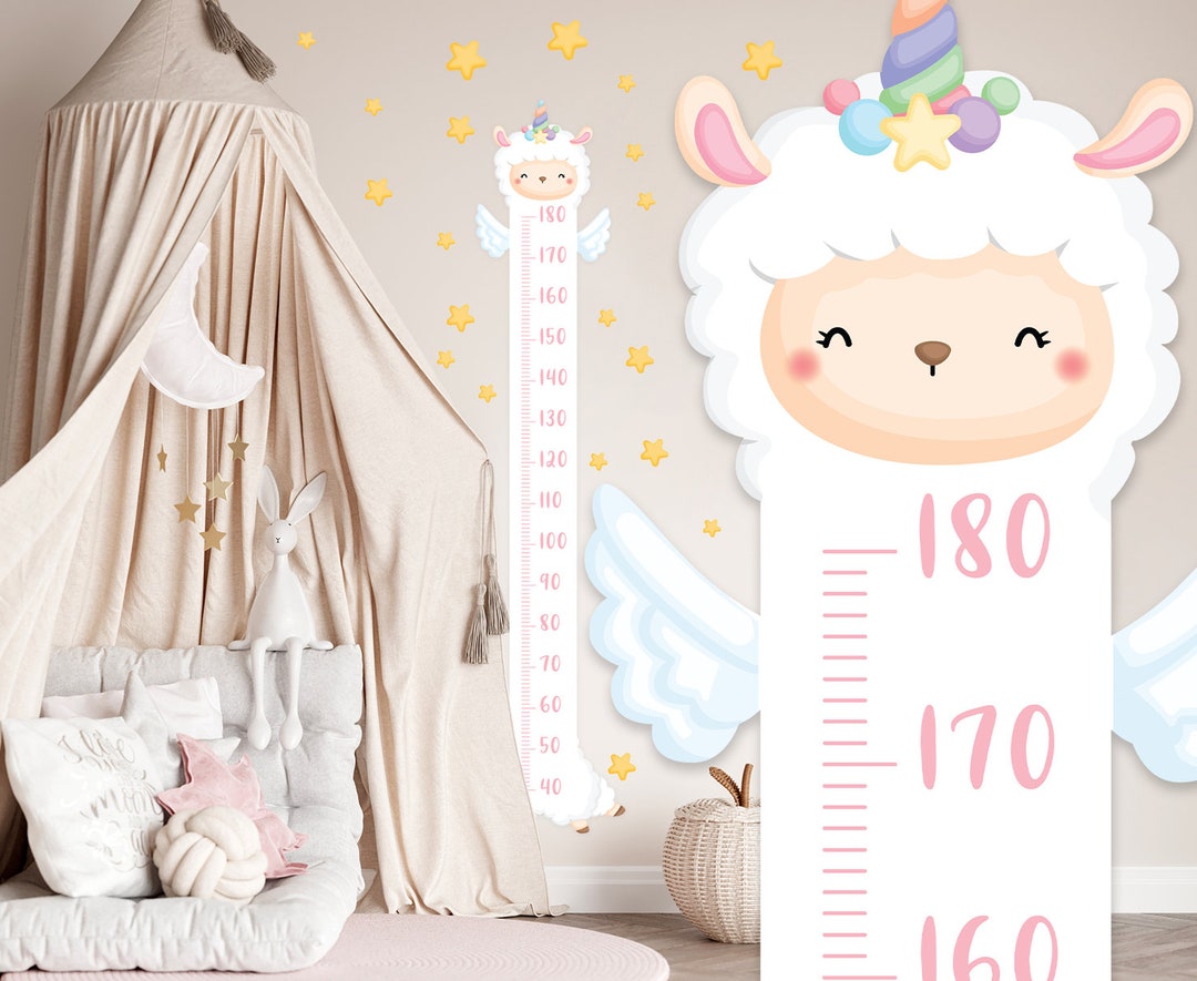 Growth Chart Wall Decal, Lama Jungle Sticker for Kids, Easy Peel and ...