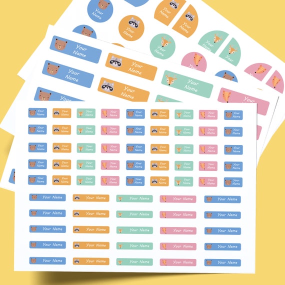 Animals Name Labels School Pack Personalized Waterproof - Etsy