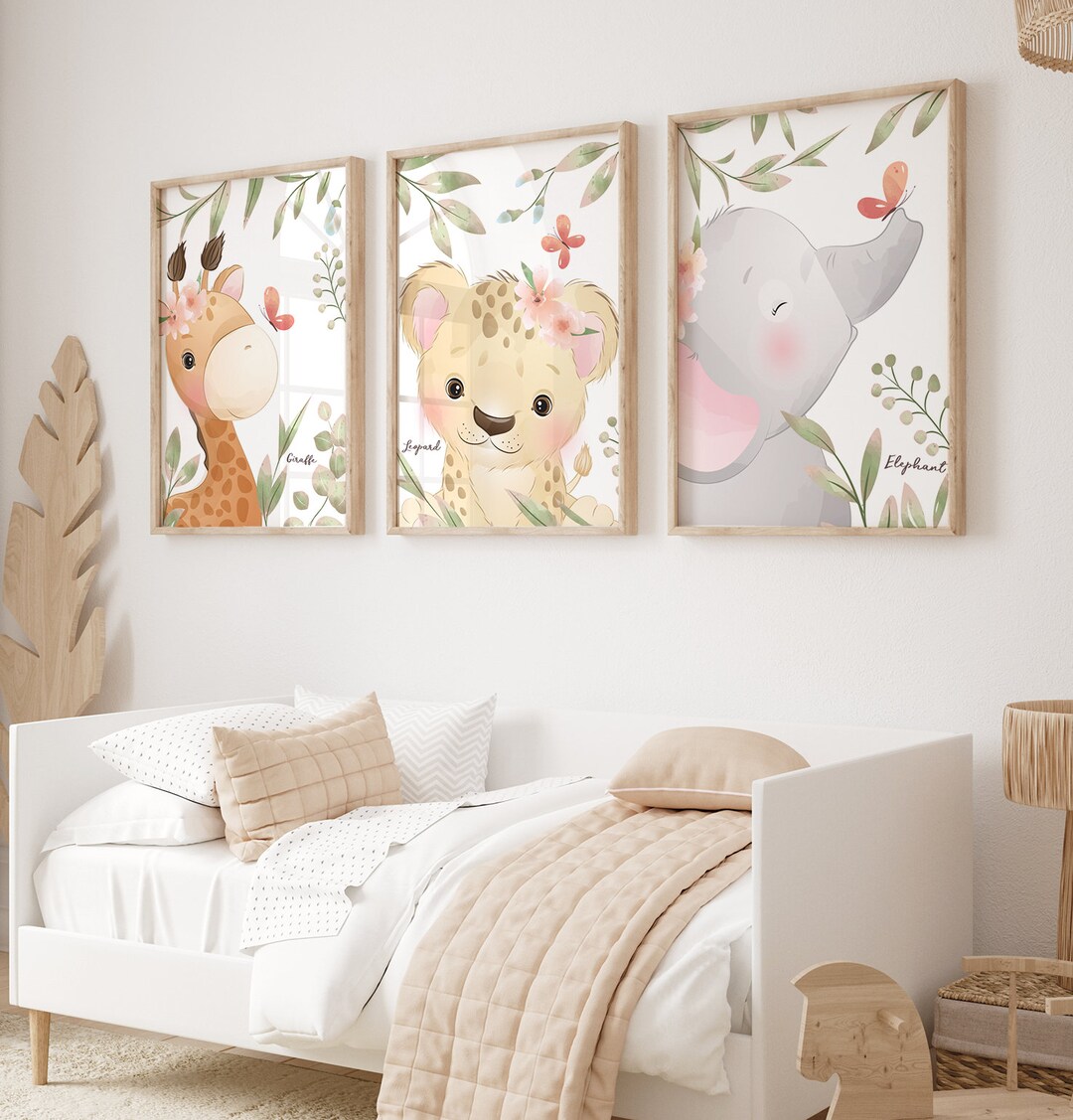 Jungle Animals Poster Set, Set of 3 Animal Prints, Set of Posters, Kids ...