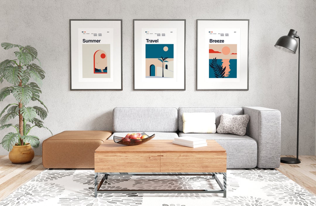 Boho Landscape Poster Set, Set of 3 Boho Prints, Set of Posters, Nature ...