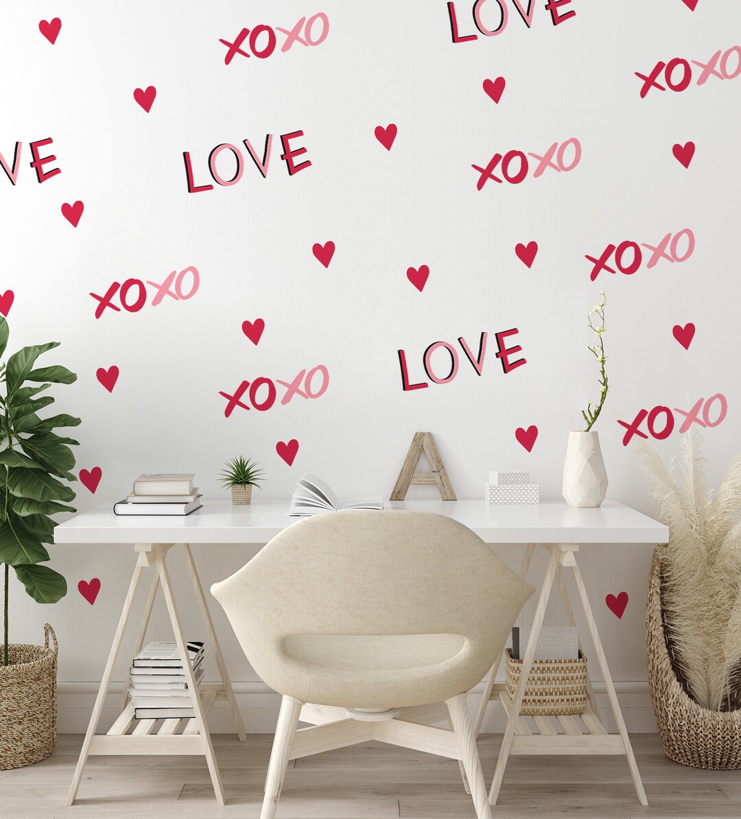 Hearts Wall Stickers, Xoxo Wall Decal, Lovely Hearts Wall Decal, Pastel ...