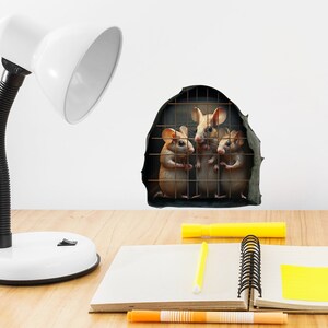 Mouse Hole Sticker, 3D Wall Decal, Skirting Board Sticker, Mice in ...