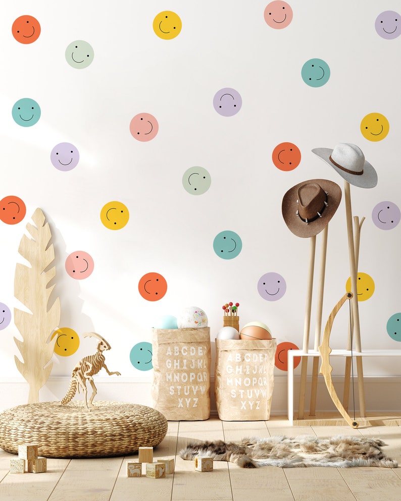 Smileys Wall Decal: Colorful Dots, Kids Room Decor, Peel & Stick - Etsy