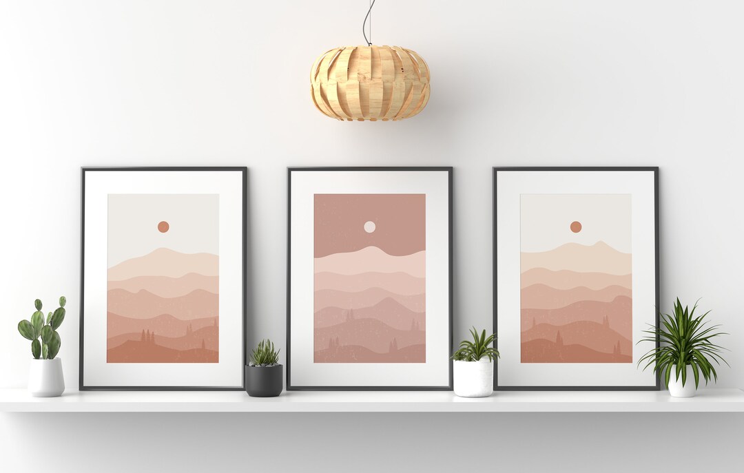 Boho Nature Poster Set of 3: Minimalist Landscape Prints - Etsy