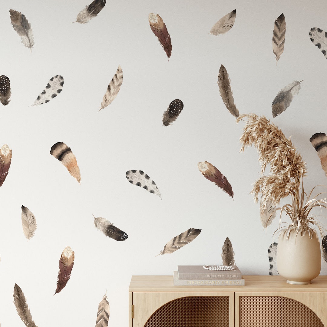 Boho Wall Stickers, Boho Syle Wall Decal, Wall Decor, Feather Wall ...