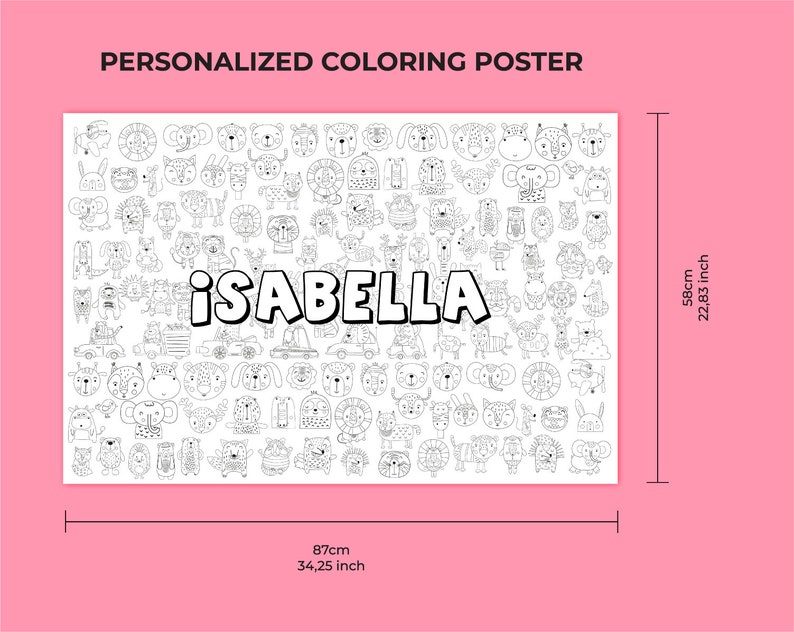Personalized Animals Coloring Poster Coloring Poster for - Etsy