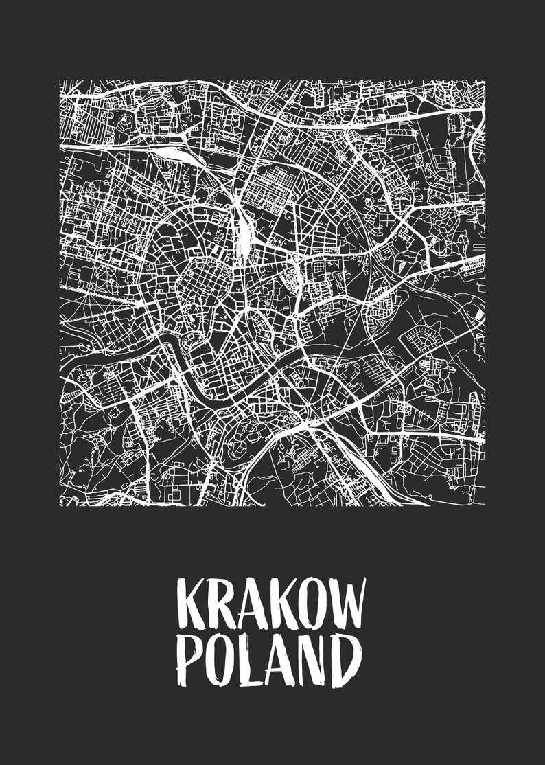 Krakow Map Poster: Modern City Map Art Print - Etsy