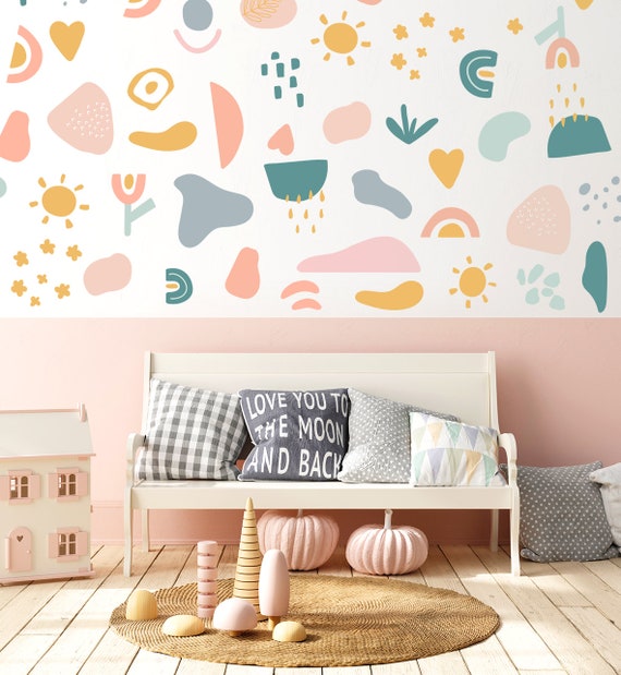 Shapes Wall Sticker Pastel Shapes Wall Decal Abstract Shapes - Etsy