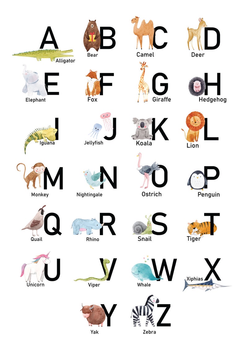 Animals Alphabet Poster Set: Forest Animals Nursery Art - Etsy Canada