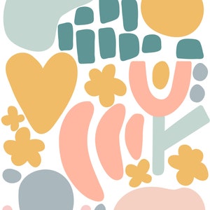 Shapes Wall Sticker, Pastel Shapes Wall Decal, Abstract Shapes Wall ...