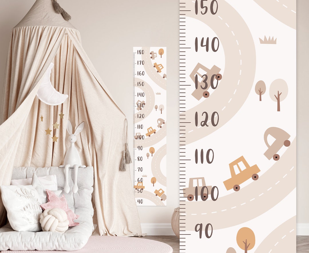 Growth Chart Wall Decal, Road Trip Sticker for Kids, Cars, Roads, Trees ...