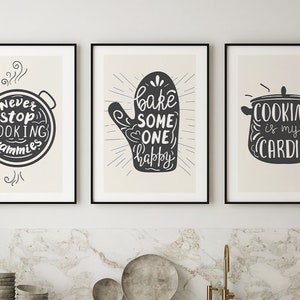 Kitchen Poster Set, Kitchen Decor, Set of 3 Prints, Wall Decoration ...