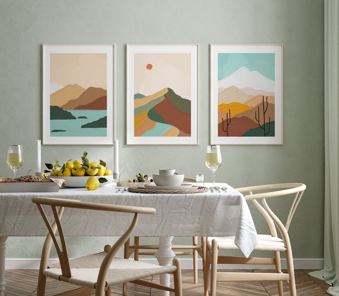 Boho Landscape Poster Set: Minimalist Nature Art Prints - Etsy