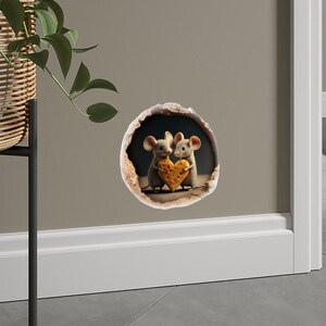 Mouse Hole Sticker, 3D Wall Decal, Skirting Board Sticker, Cute Mice ...