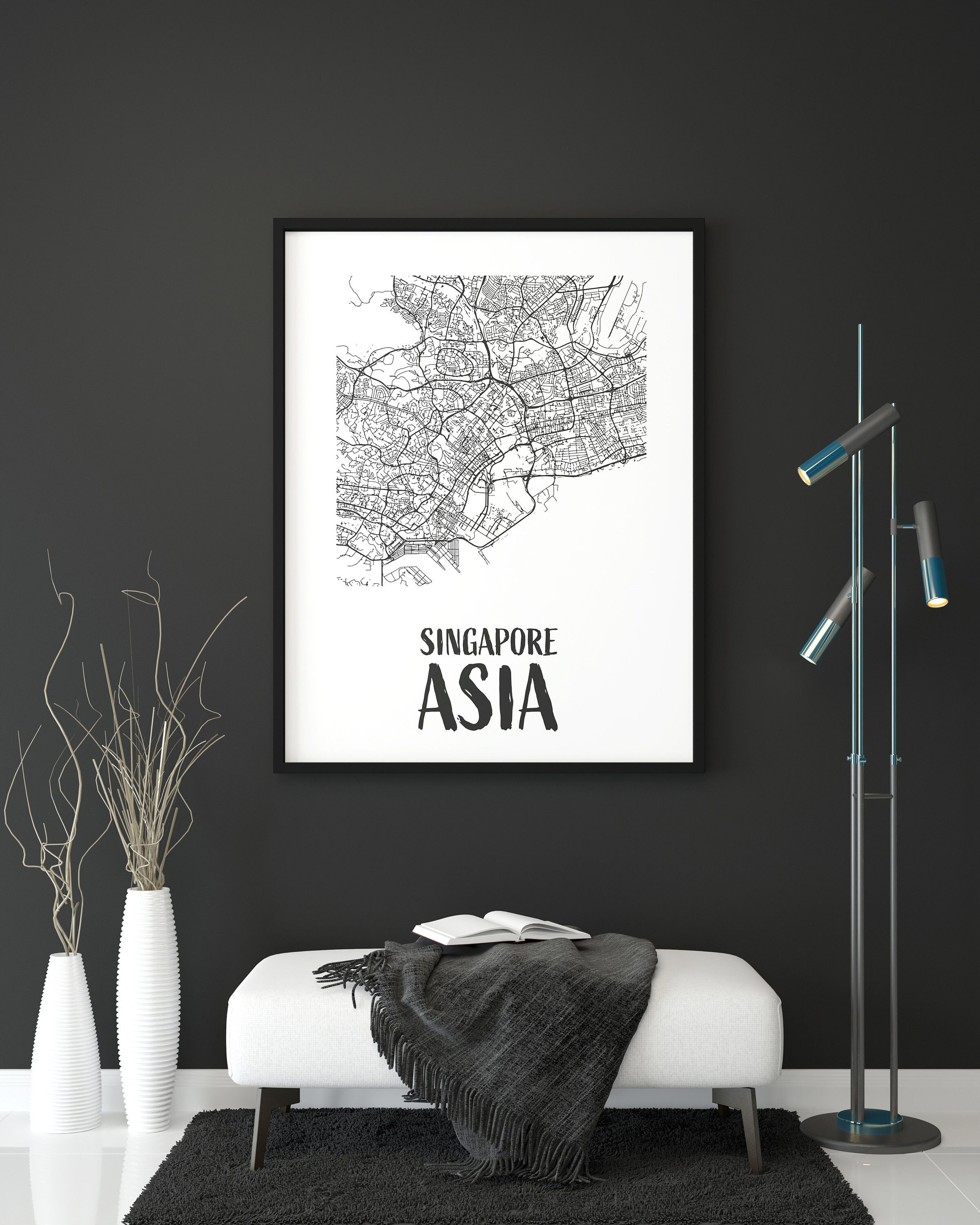 Singapore Map Poster Singapore Map Print City Map Poster - Etsy