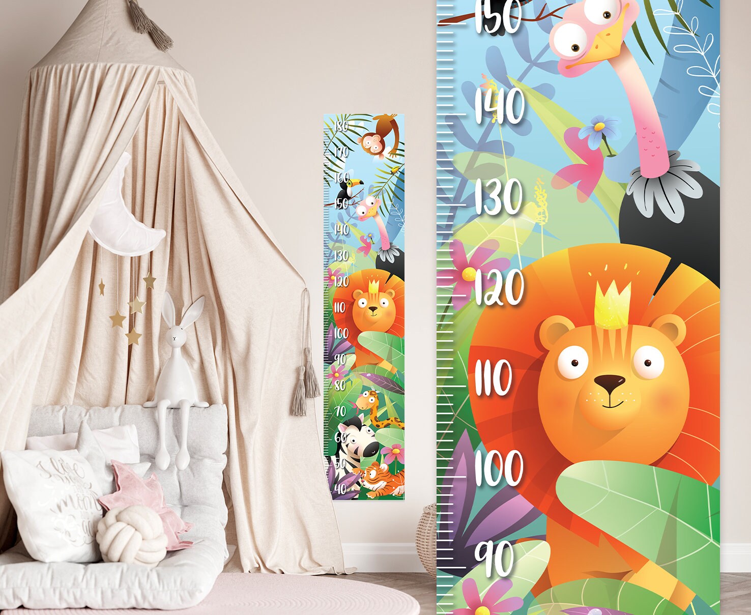 Growth Chart Wall Decal Safari Animals Sticker for Kids - Etsy