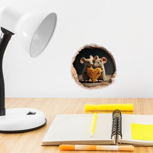 Mouse Hole Sticker, 3D Wall Decal, Skirting Board Sticker, Cute Mice ...